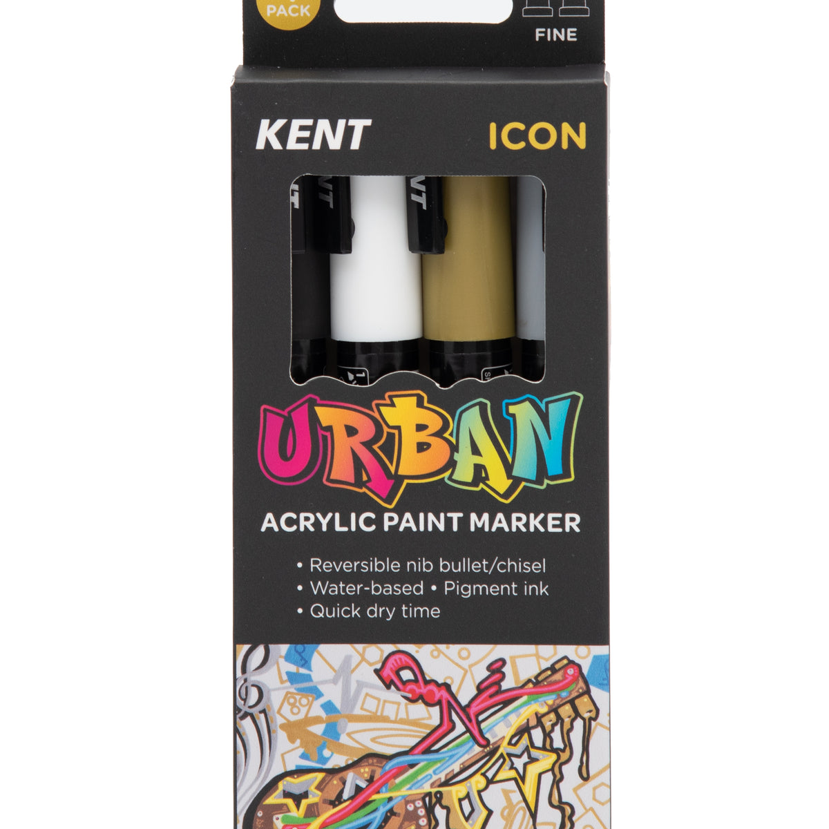 Kent Urban Acrylic Paint Markers – Fine Nib 3mm Icon Pack 4 – The ...