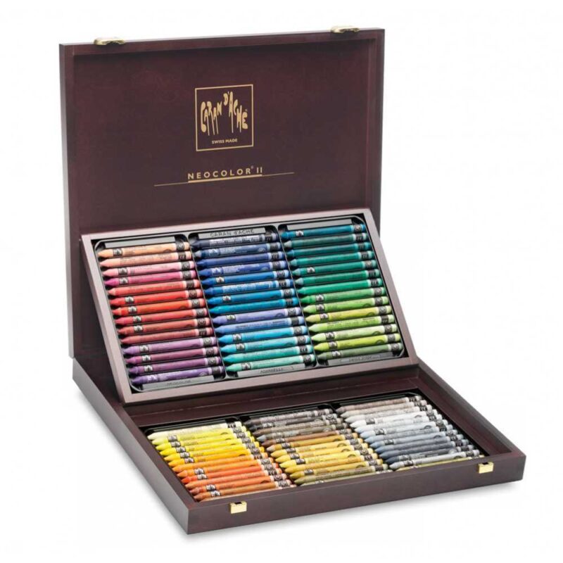 Caran d'Ache Neocolor II Water-Soluble Wax Pastel Wooden Box 84 – The ...